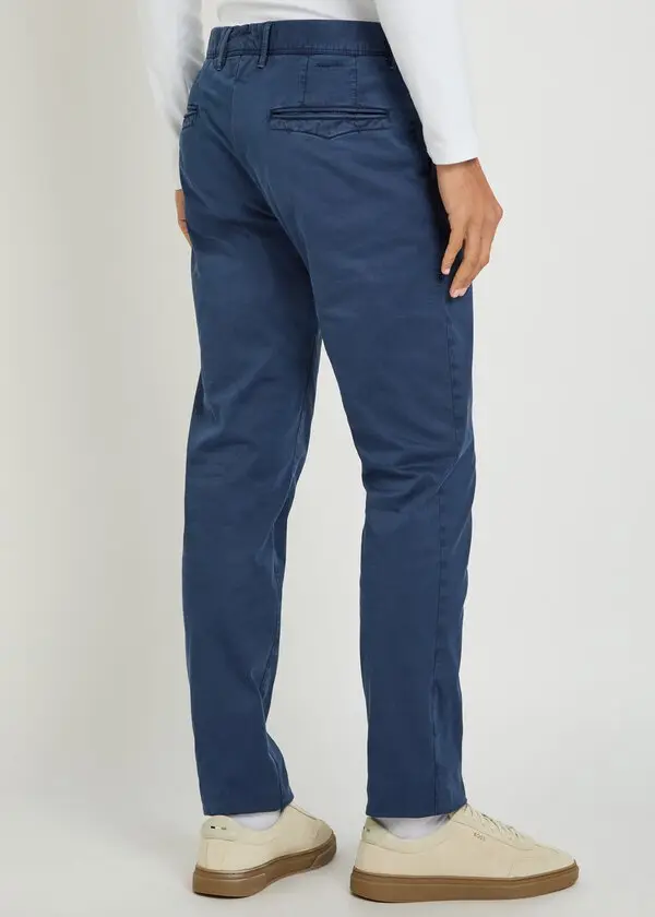 SLOWEAR Slim-leg Stretch-cotton Trousers - Navy