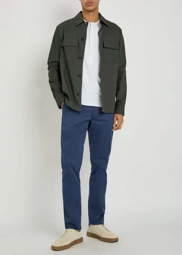 SLOWEAR Slim-leg Stretch-cotton Trousers - Navy