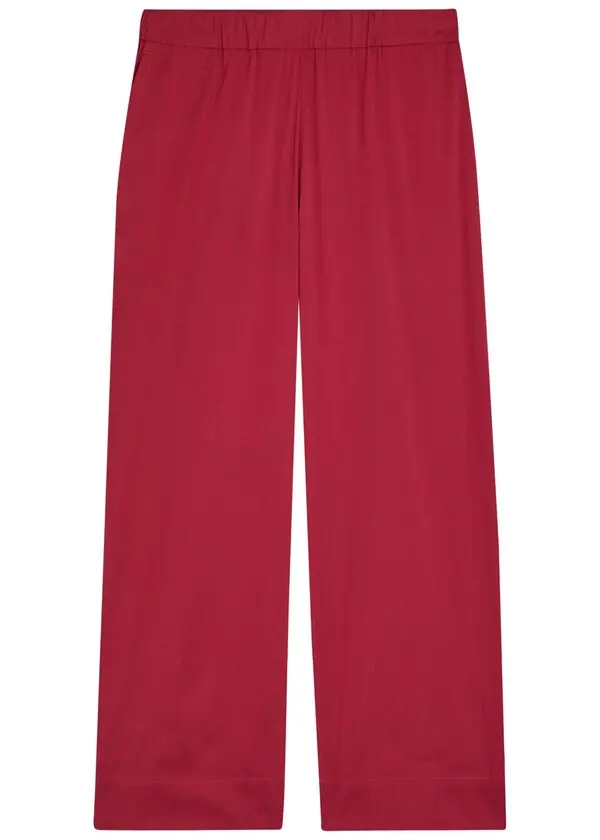 Max Mara Wide-leg Cropped Cotton Trousers - Burgundy