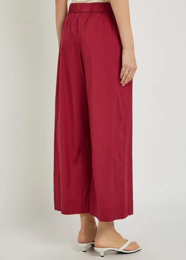 Max Mara Wide-leg Cropped Cotton Trousers - Burgundy