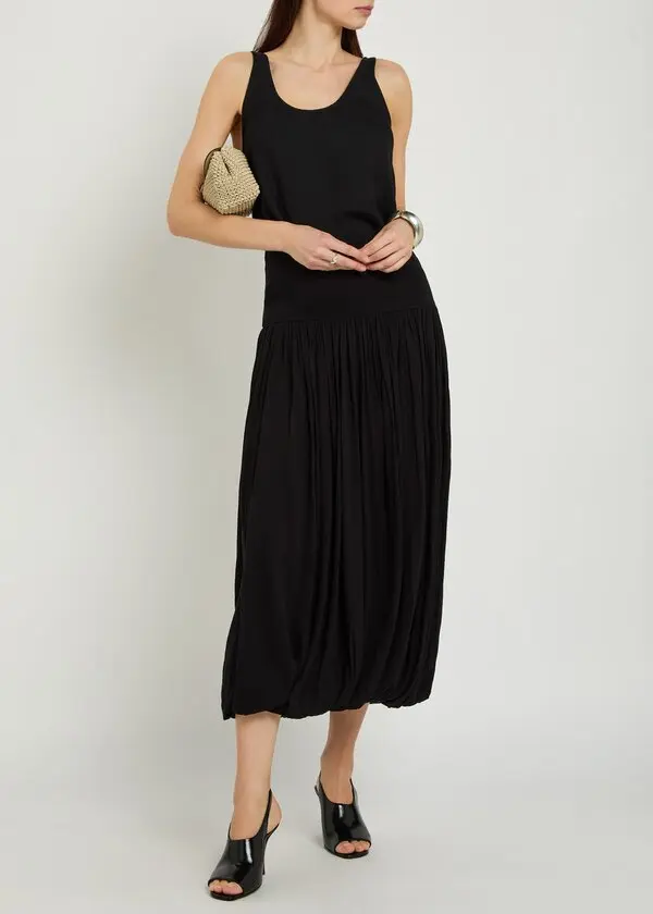 TOTEME Gathered Crepe-jersey Midi Skirt