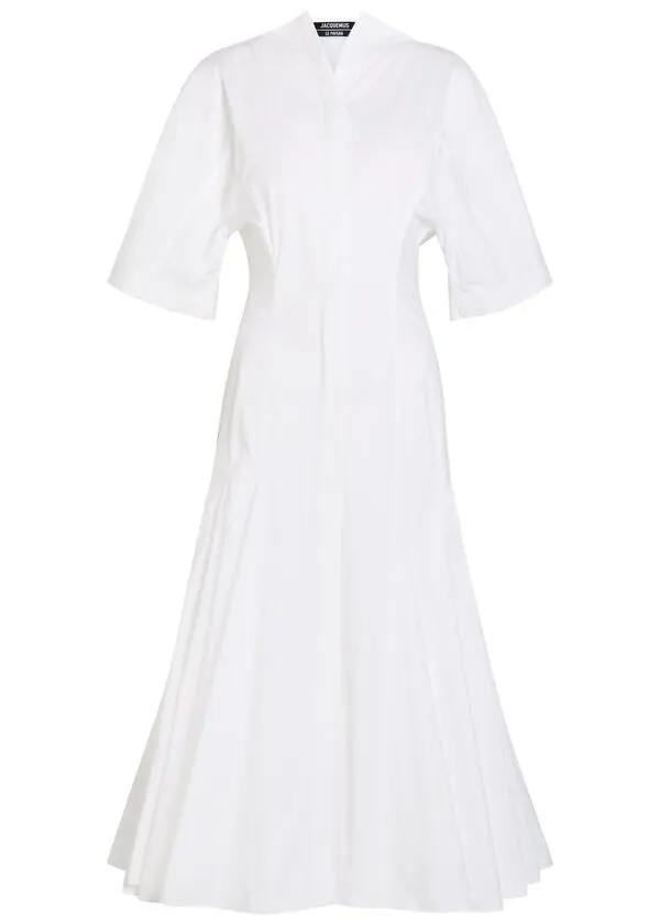 Jacquemus Cotton-poplin Midi Dress - White