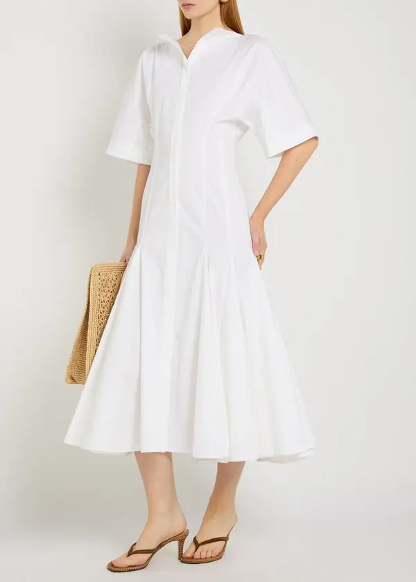 Jacquemus Cotton-poplin Midi Dress - White