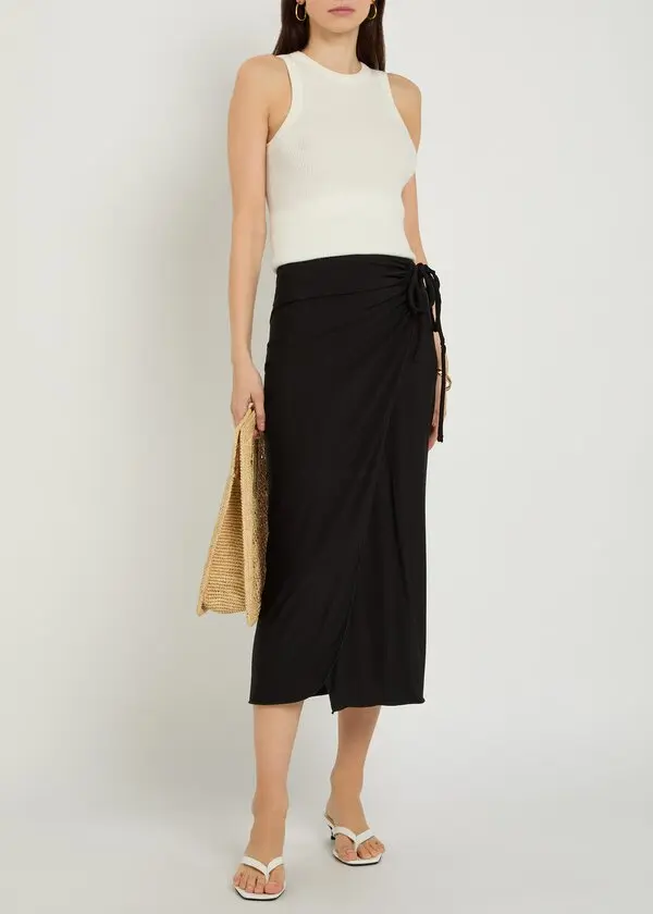 Max Mara Afoso Jersey Midi Wrap Skirt - Black