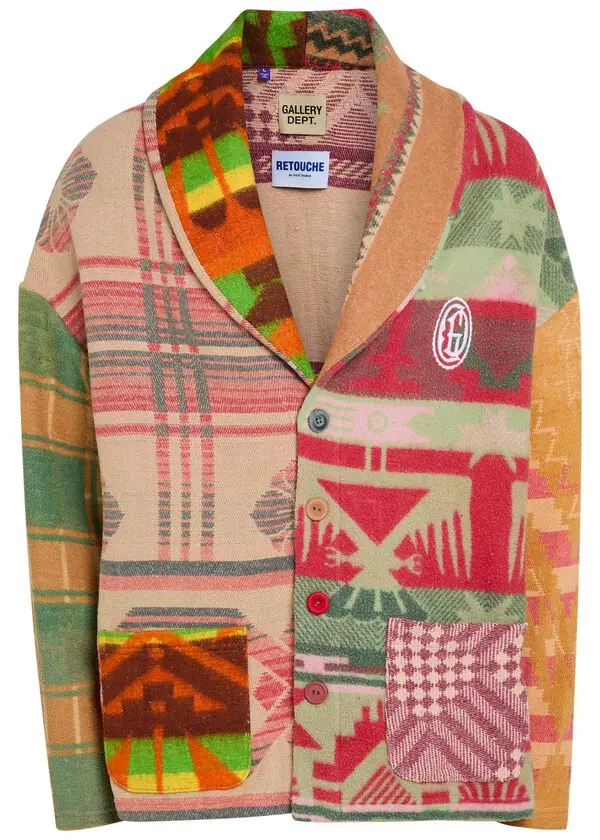 GALLERY DEPT. Logo-embroidered Patterned Cotton-blend Cardigan - Multicoloured 1