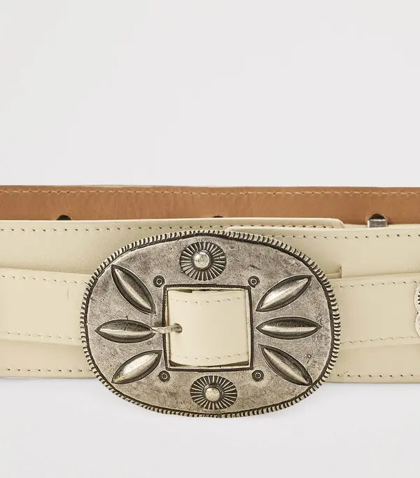 Ralph Lauren Vachetta Concho Leather Belt - White