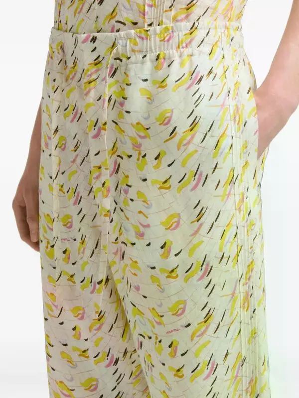 Marni Abstract Print Drawstring Palazzo Pants