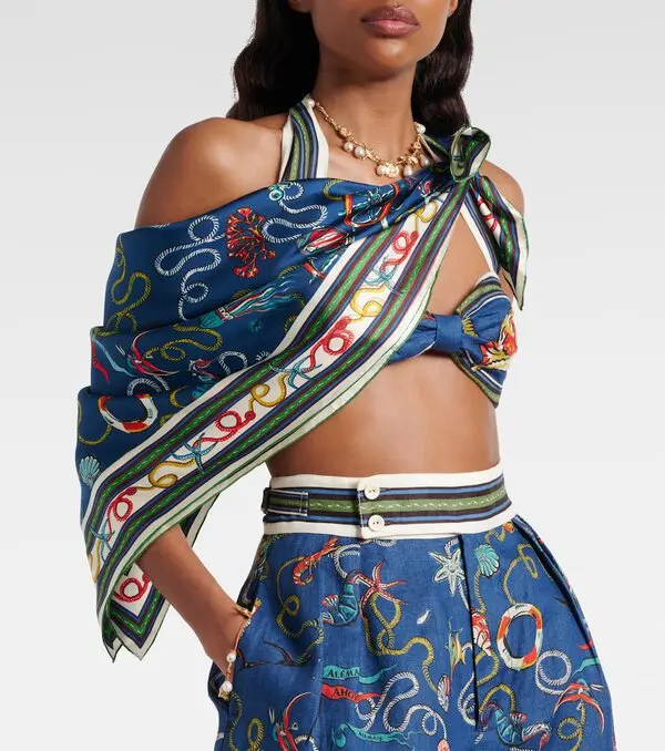 ALEMAIS Printed Silk Twill Scarf - Multicoloured