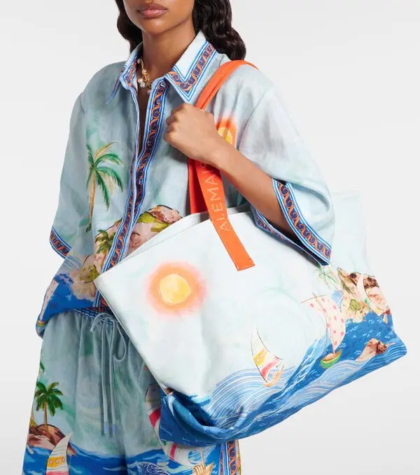 ALEMAIS Printed Cotton Canvas Tote Bag