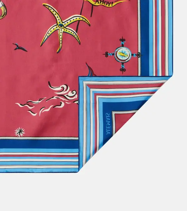 ALEMAIS Printed Silk Twill Scarf - Red