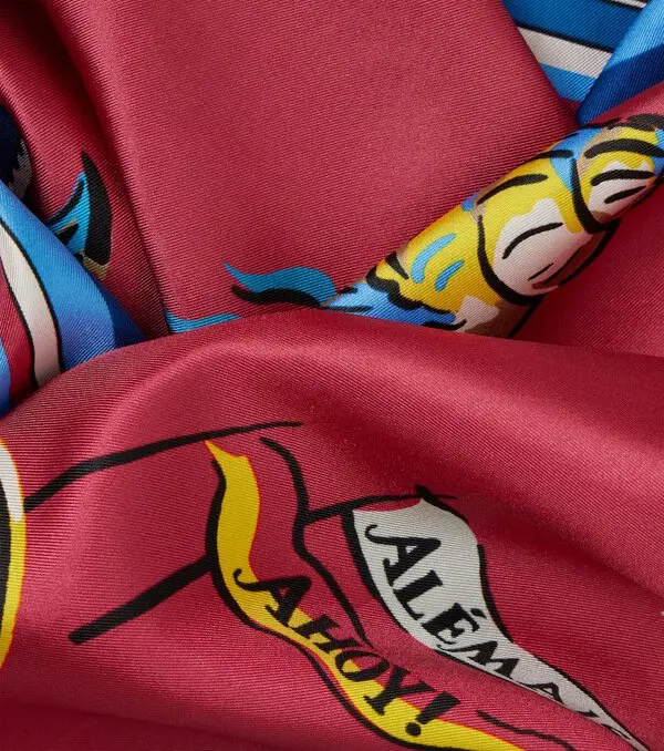 ALEMAIS Printed Silk Twill Scarf - Red