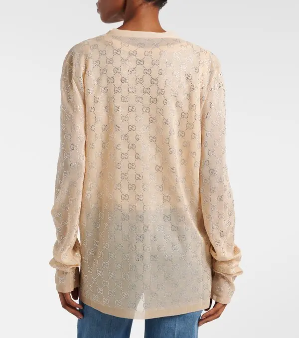 Gucci Gg Embellished Silk Cardigan