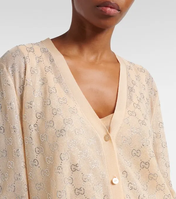 Gucci Gg Embellished Silk Cardigan
