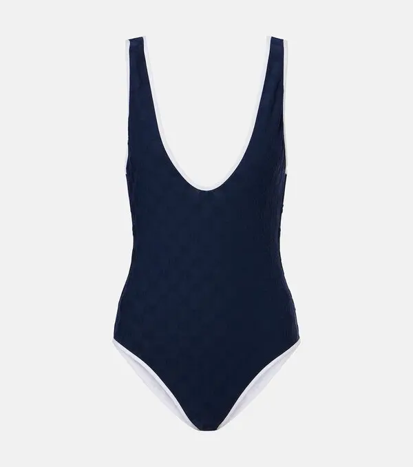 Gucci Gg Embossed One-piece Swimsuit - Blue