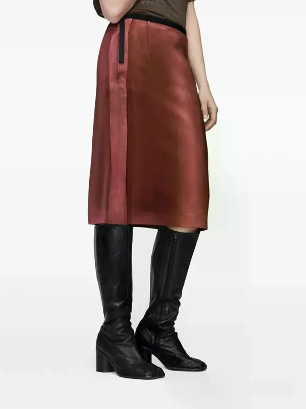 MAISON MARGIELA Satin Midi Skirt With Sun-faded Sheen - Red