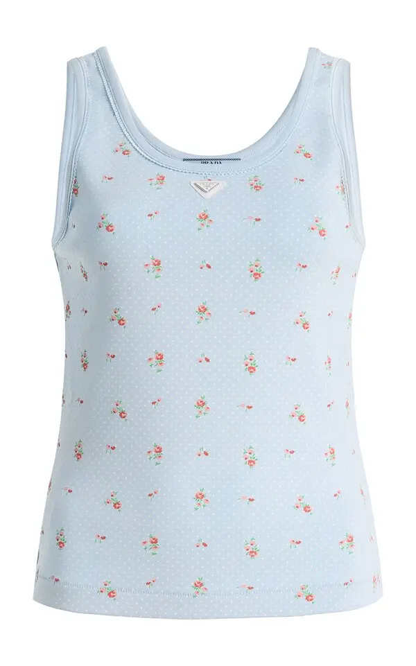 Prada Floral Print Tank Top - Blue