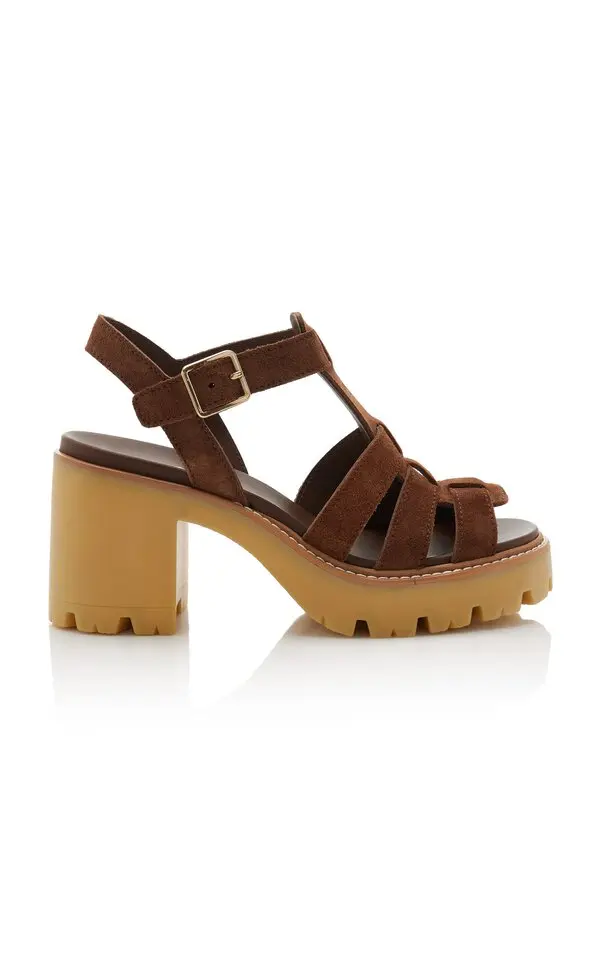 Prada Suede Platform Sandals - Brown