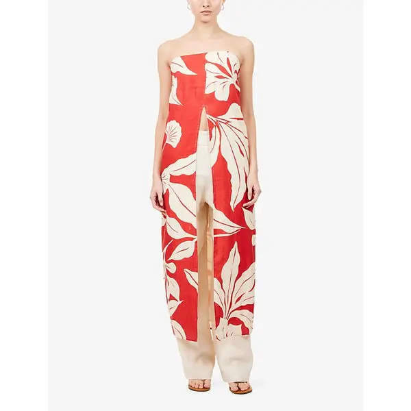 Second Summer Capella Strapless Printed Linen Top