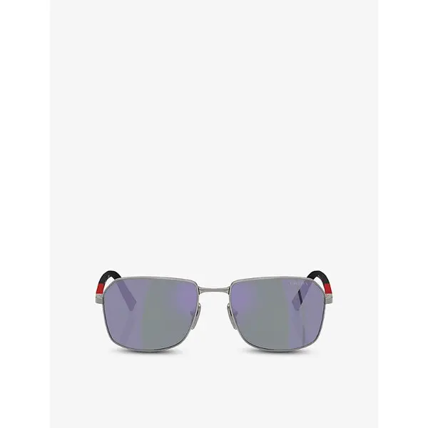 Prada Square Frame Metal Sunglasses - Silver