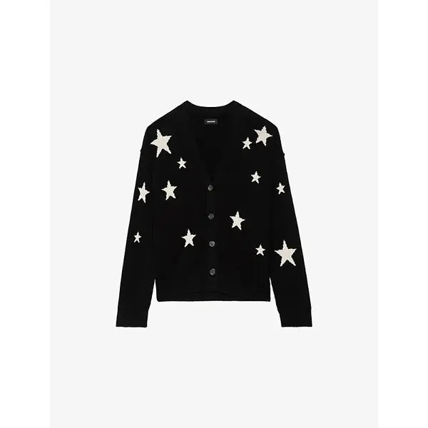 Zadig&Voltaire Mirkaz Star-motif Cashmere Cardigan - Black
