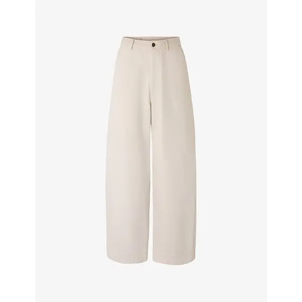 Soeur Clovis Balloon-leg Cotton Trousers - Blanc Gres