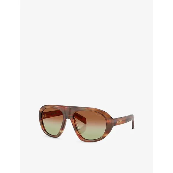 Prada Irregular Frame Acetate Sunglasses - Brown