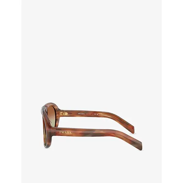 Prada Irregular Frame Acetate Sunglasses - Brown