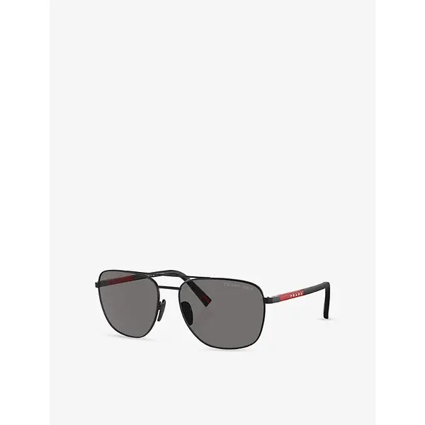 Prada Aviator-frame Metal Sunglasses - Black
