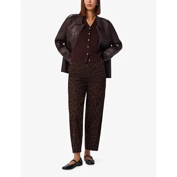 Whistles Leopard-print Barrel-leg Jeans