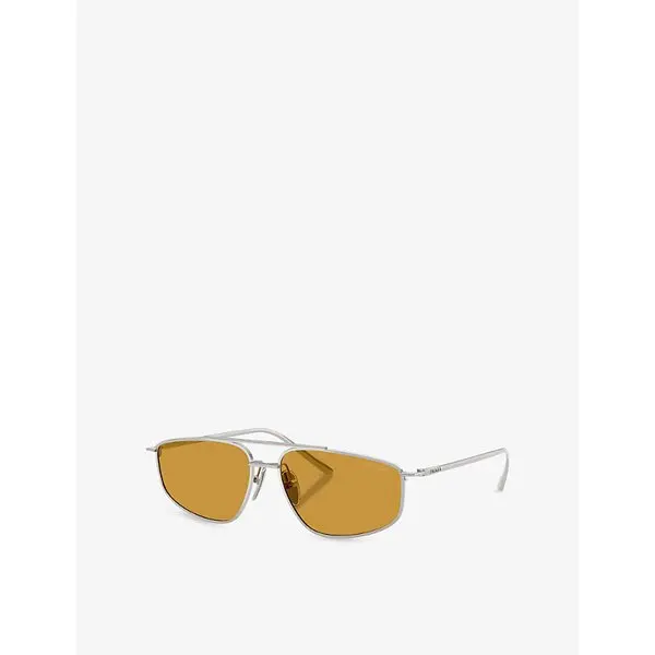 Prada Pillow-frame Metal Sunglasses - Silver