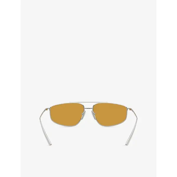 Prada Pillow-frame Metal Sunglasses - Silver