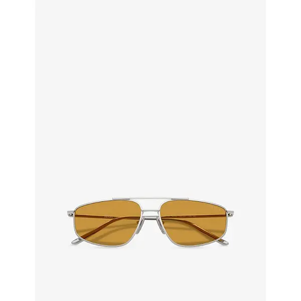 Prada Pillow-frame Metal Sunglasses - Silver