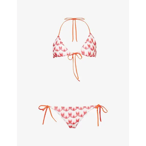 Missoni Chevron-print Raschel Knit Bikini - Multi Red/pink