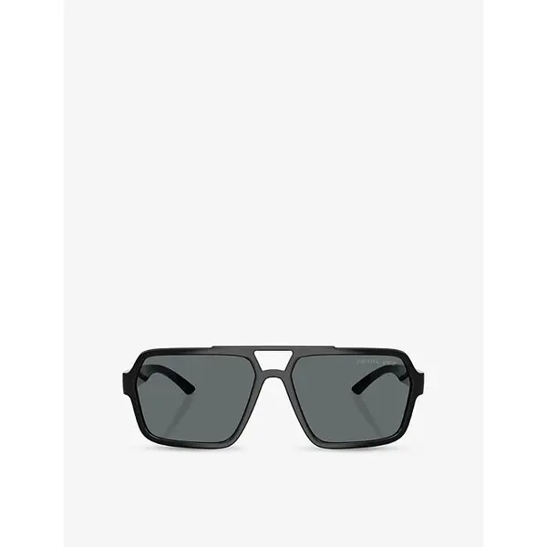 Prada Ps A06s Polarised Pilot-frame Injected Sunglasses - Black