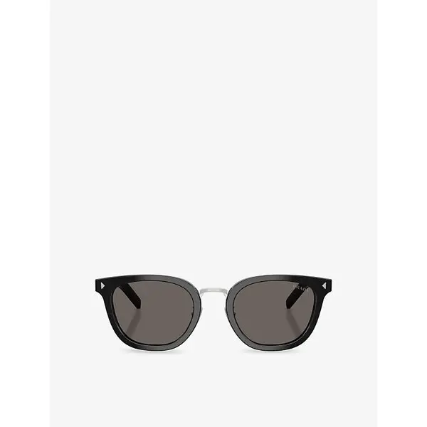 Prada Round Frame Acetate Sunglasses - Black