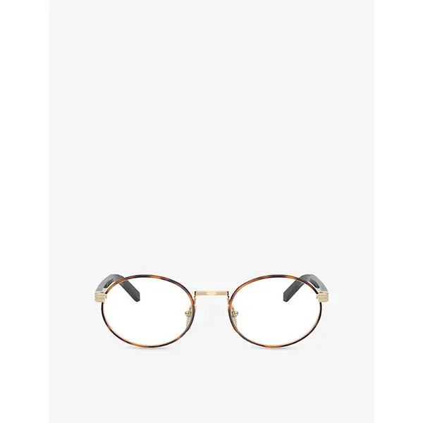 Prada Pr B55v Oval-frame Metal Optical Glasses - Brown