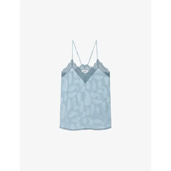 Zadig&Voltaire Christy Paisley-jacquard Silk Cami Top - Sky