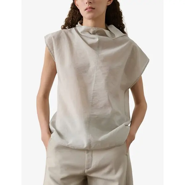 Soeur Izumi Asymmetric Hem Cotton Blouse