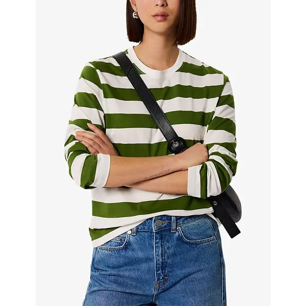 Whistles Striped Relaxed-fit Cotton T-shirt