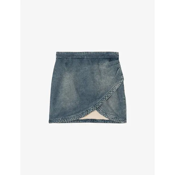 Zadig&Voltaire Julipe" Wrap Front Denim Mini Skirt - Medium Blue