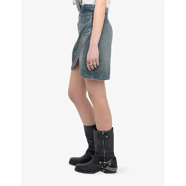 Zadig&Voltaire Julipe" Wrap Front Denim Mini Skirt