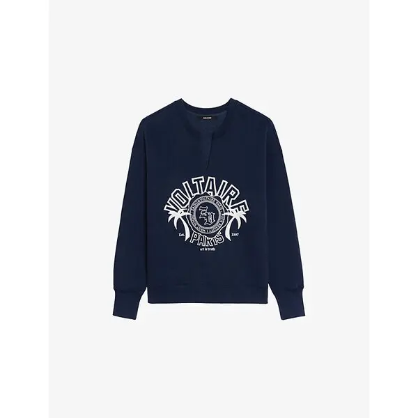 Zadig&Voltaire Logo-print Cotton-jersey Sweatshirt - Encre