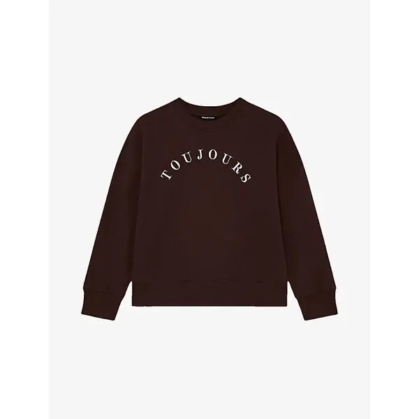Whistles Toujours Relaxed Fit Cotton Sweatshirt - Brown