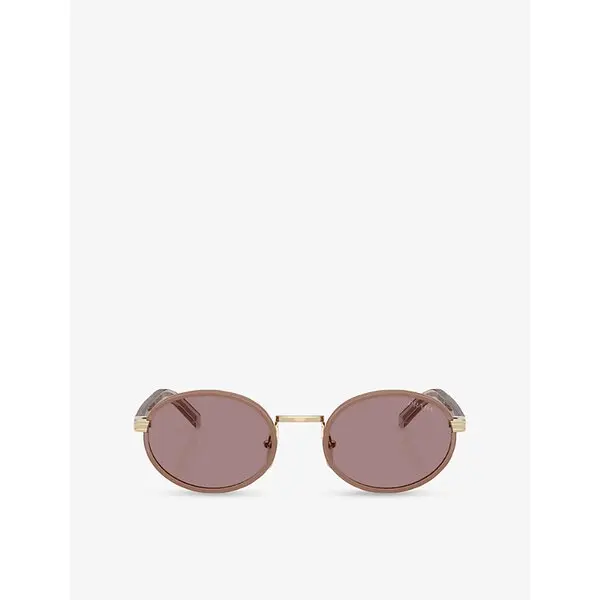 Prada Round Frame Metal Sunglasses - Brown