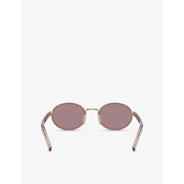 Prada Round Frame Metal Sunglasses - Brown