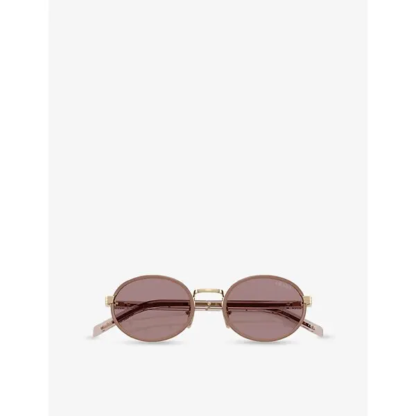 Prada Round Frame Metal Sunglasses - Brown