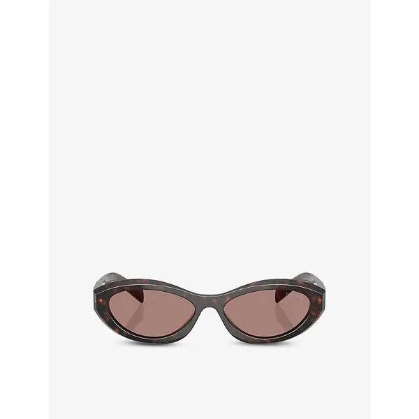 Prada Oval-frame Acetate Sunglasses - Brown