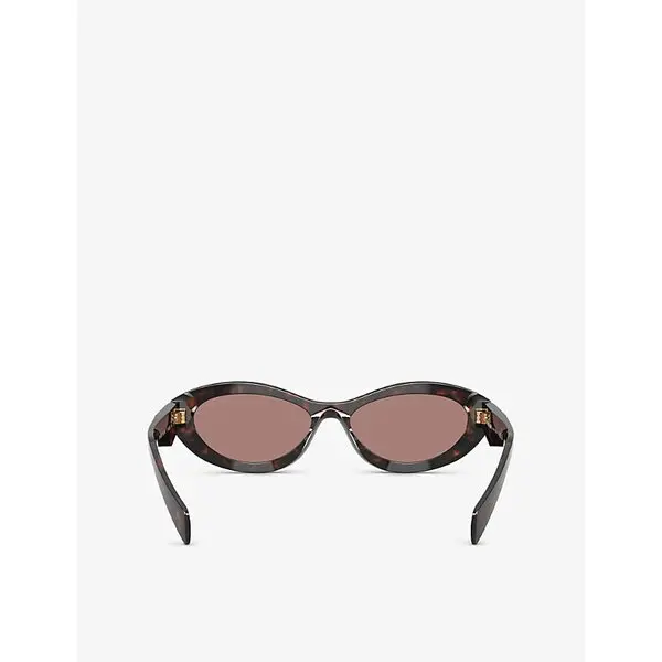 Prada Oval-frame Acetate Sunglasses - Brown
