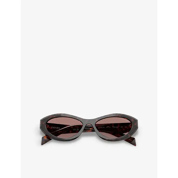 Prada Oval-frame Acetate Sunglasses - Brown