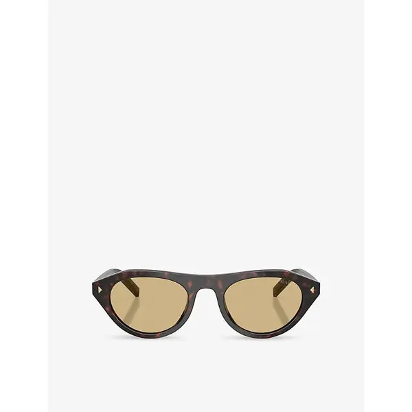 Prada Oval-frame Acetate Sunglasses - Brown